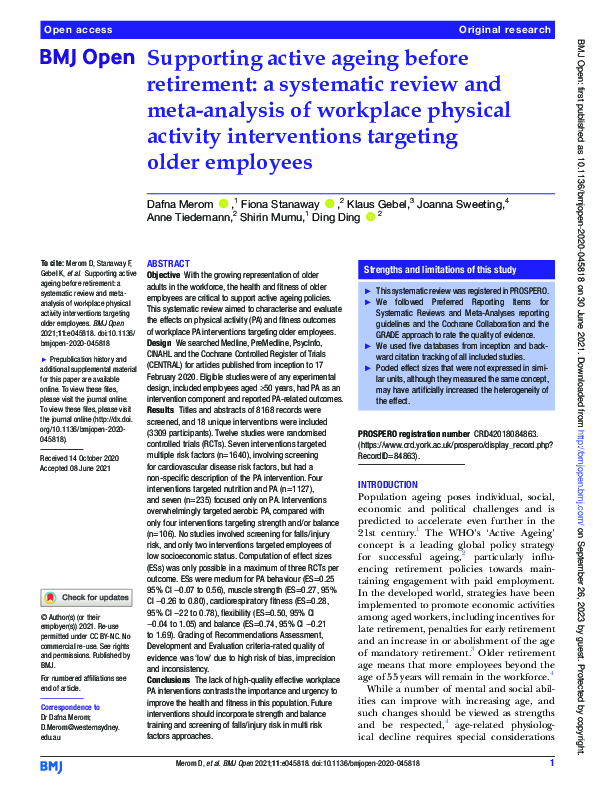 (PDF) Supporting active ageing before retirement: a systematic review and meta-analysis of ...