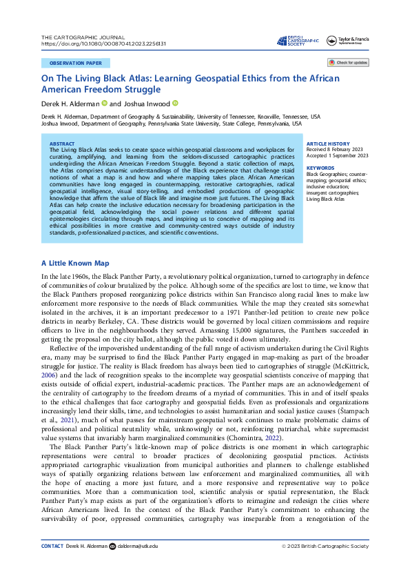 (PDF) On The Living Black Atlas: Learning Geospatial Ethics from the ...
