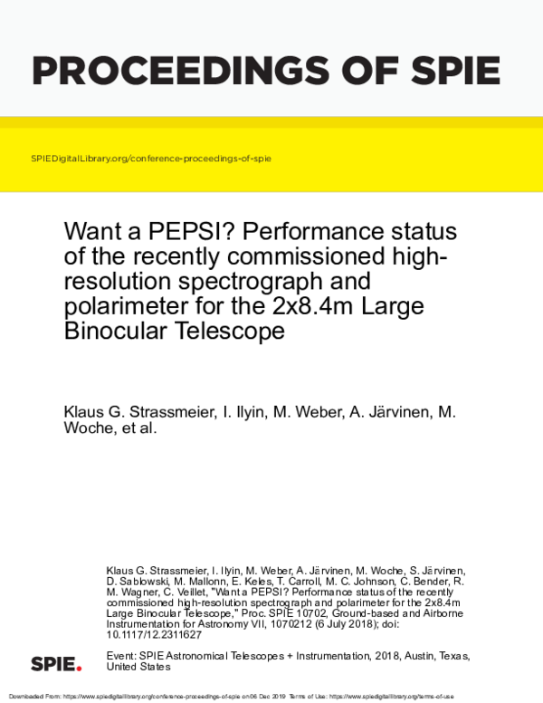 (PDF) Want a PEPSI? Performance status of the recently commissioned ...