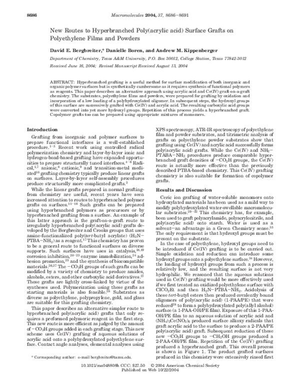 (PDF) New routes to hyperbranched poly(acrylic acid) surface grafts on ...