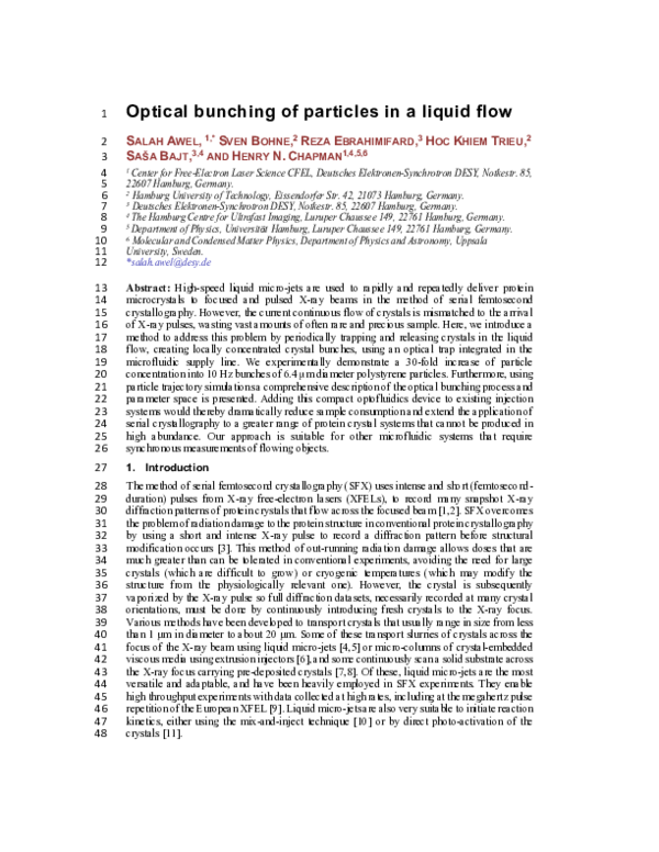 (PDF) Optical bunching of particles in a liquid flow