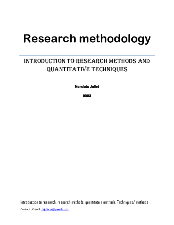 (PDF) Research methodology