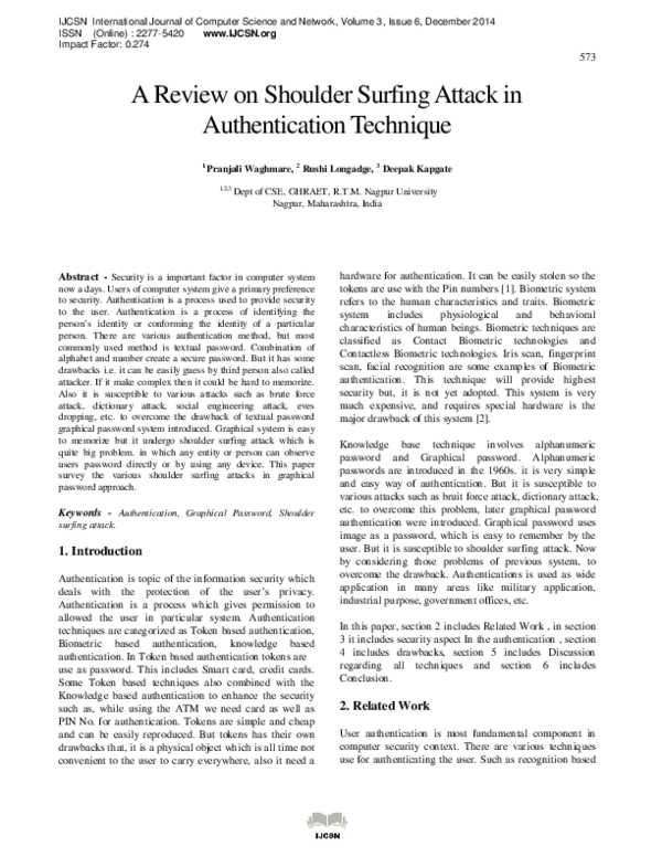 (PDF) A Review on Shoulder Surfing Attack in Authentication Technique
