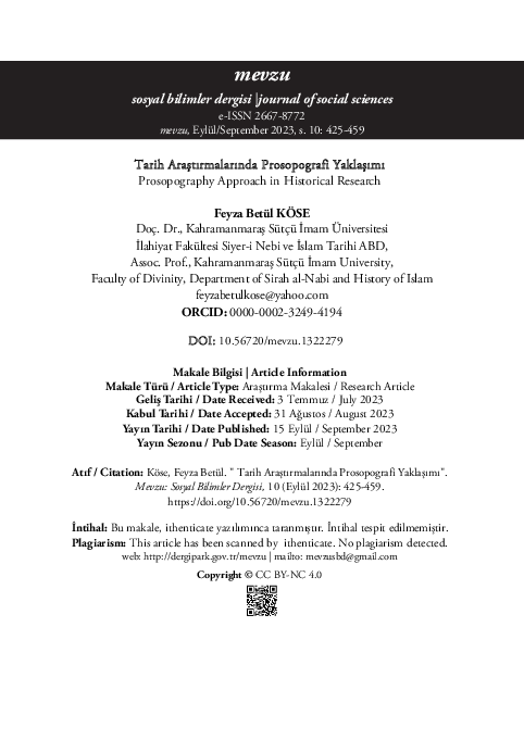 (PDF) Tarih Araştırmalarında Prosopografi Yaklaşımı - Prosopography ...