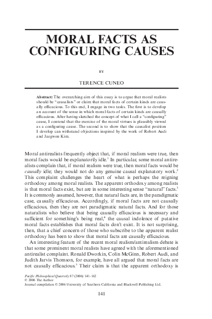 (PDF) Moral Facts as Configuring Causes