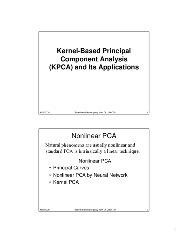 Pdf A Pattern Selection Algorithm In Kernel Pca Applications