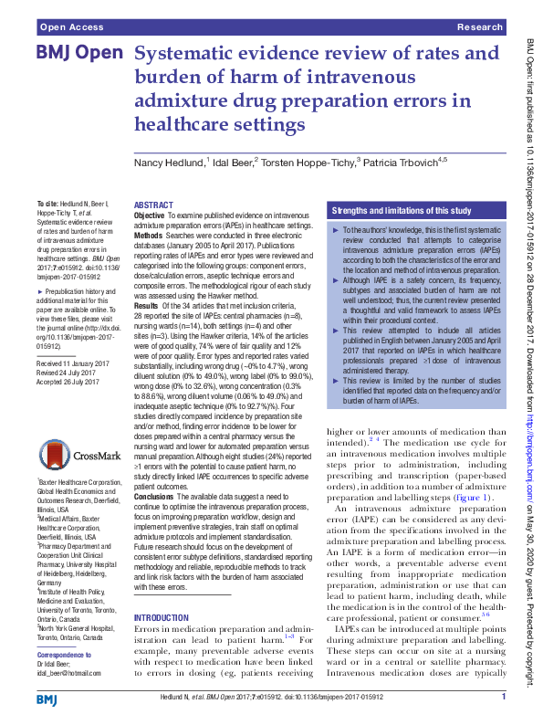 (PDF) Systematic evidence review of rates and burden of harm of ...