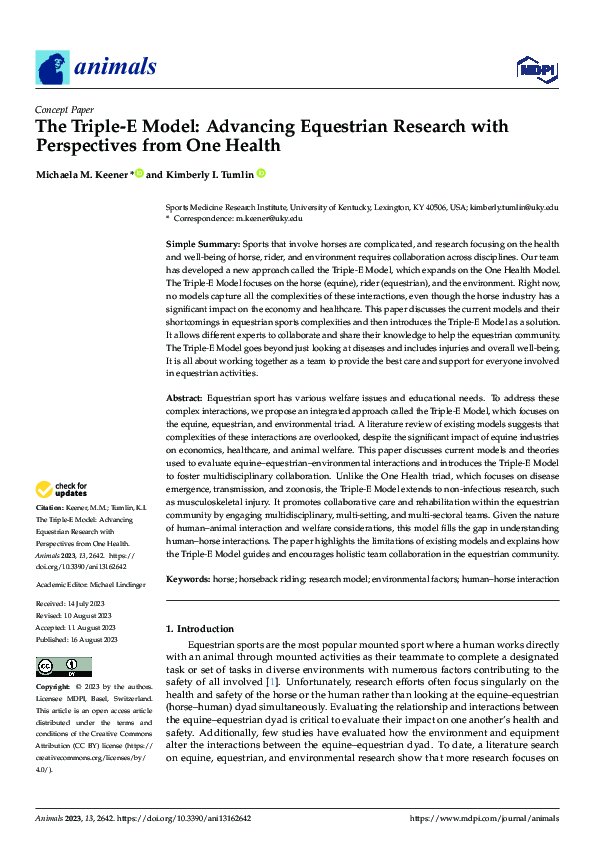 (PDF) The Triple-E Model: Advancing Equestrian Research with ...