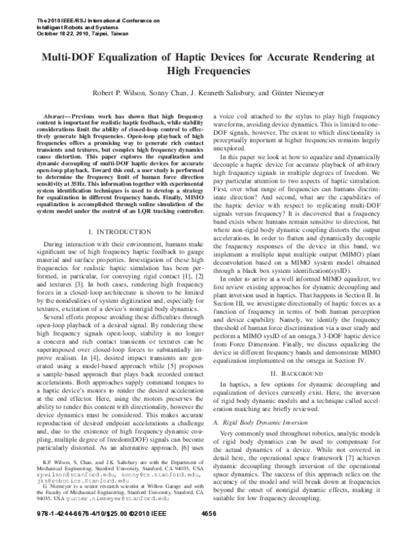 (PDF) Multi-DOF equalization of haptic devices for accurate rendering at high frequencies