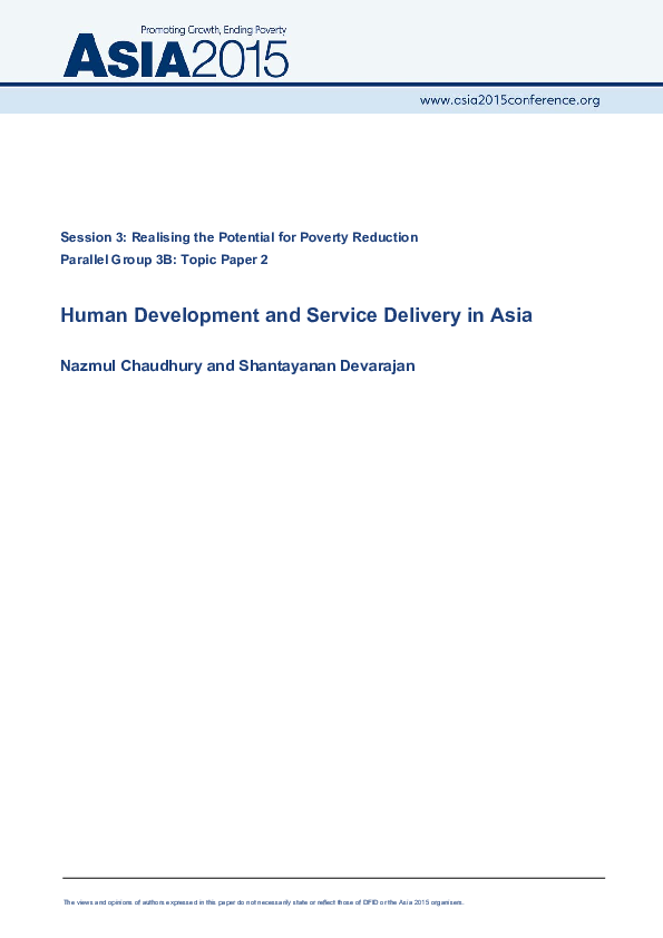 (PDF) Human Development and Service Delivery in Asia