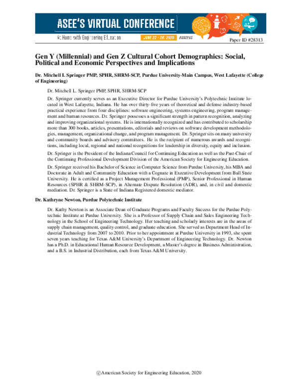 (PDF) Gen Y (Millennial) and Gen Z Cultural Cohort Demographics: Social ...