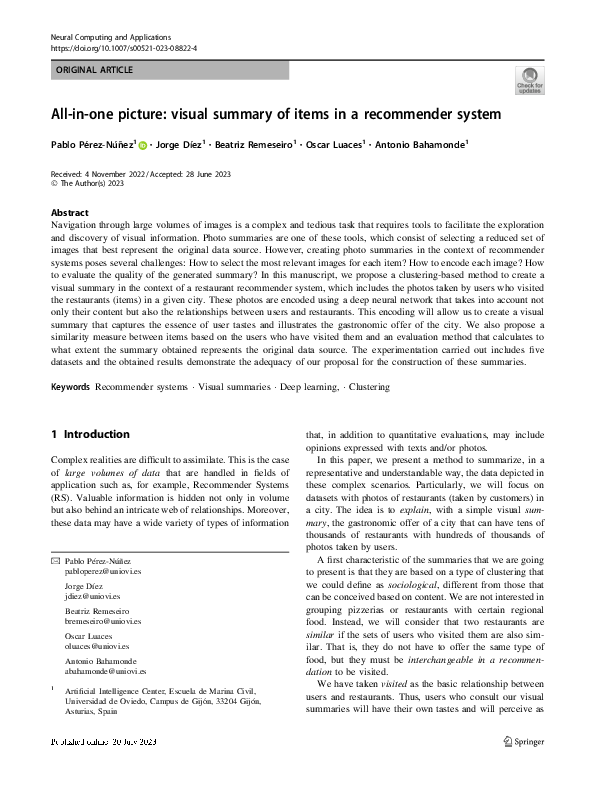 (PDF) All-in-one picture: visual summary of items in a recommender system