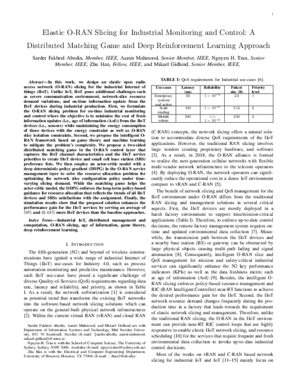 Pdf Elastic O Ran Slicing For Industrial Monitoring And Control A
