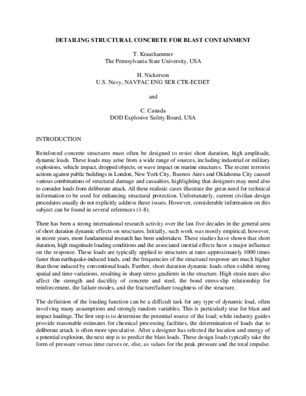 (PDF) Detailing Structural Concrete for Blast Containment