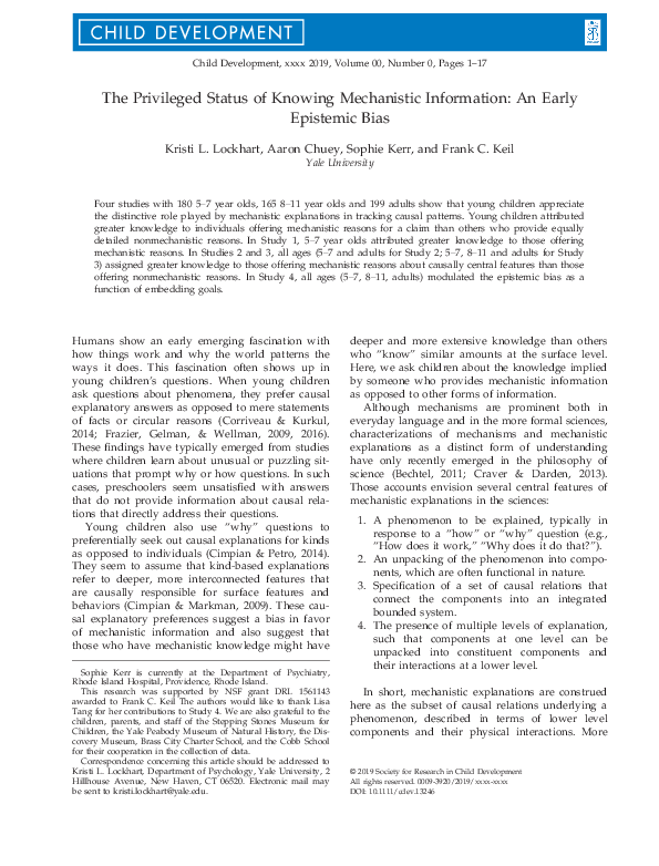 (PDF) The Privileged Status of Knowing Mechanistic Information: An ...