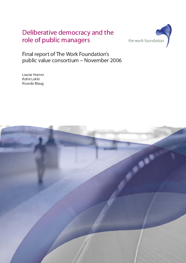 (PDF) Deliberative democracy and the role of public managers, Final ...