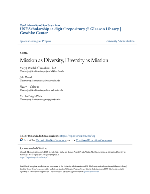(PDF) Mission as Diversity, Diversity as Mission