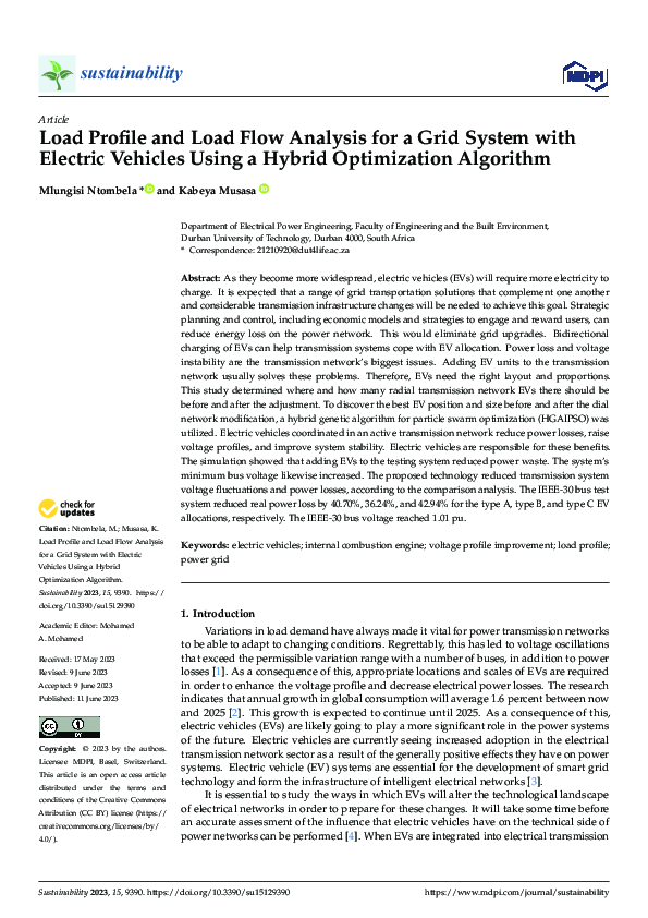 (PDF) Load Profile and Load Flow Analysis for a Grid System with Electric Vehicles Using a ...