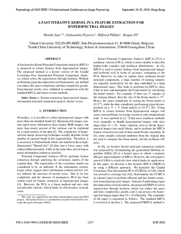 (PDF) A fast iterative kernel PCA feature extraction for hyperspectral images | Aleksandra ...