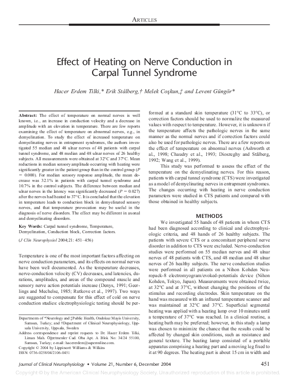 (PDF) Effect of Heating on Nerve Conduction in Carpal Tunnel Syndrome