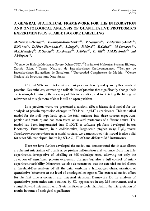 (PDF) A general statistical framework for the integration and ...