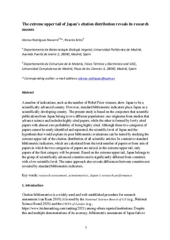 (PDF) The extreme upper tail of Japan's citation distribution reveals ...