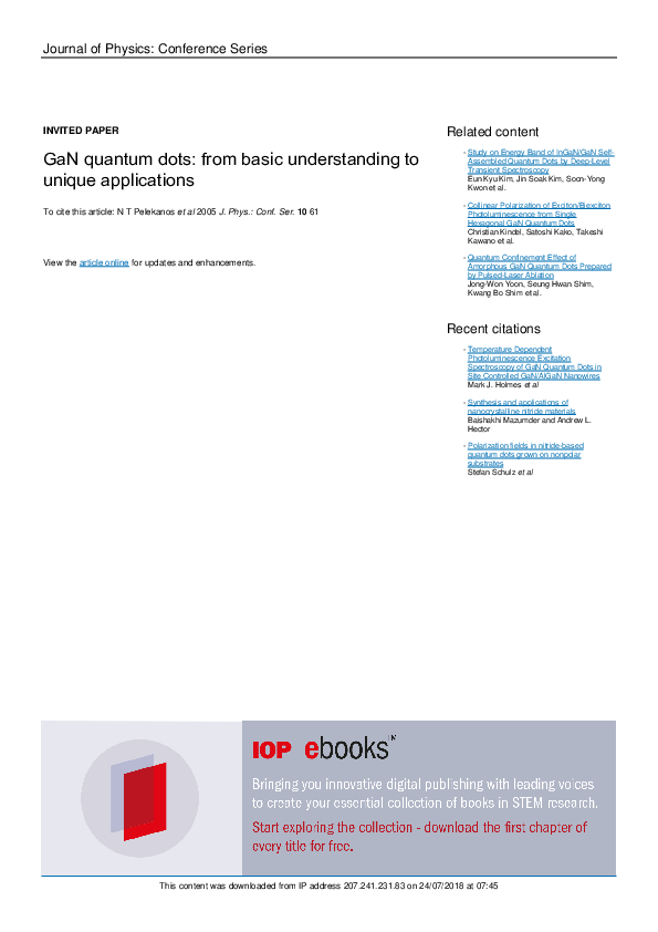 (PDF) GaN quantum dots: from basic understanding to unique applications