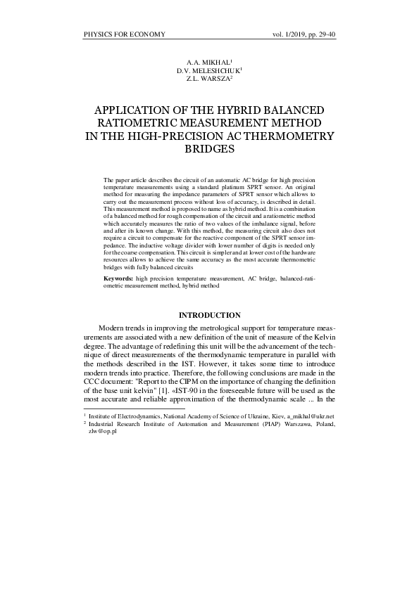 (PDF) Application of the Hybrid Balanced Ratiometric Measurement Method ...