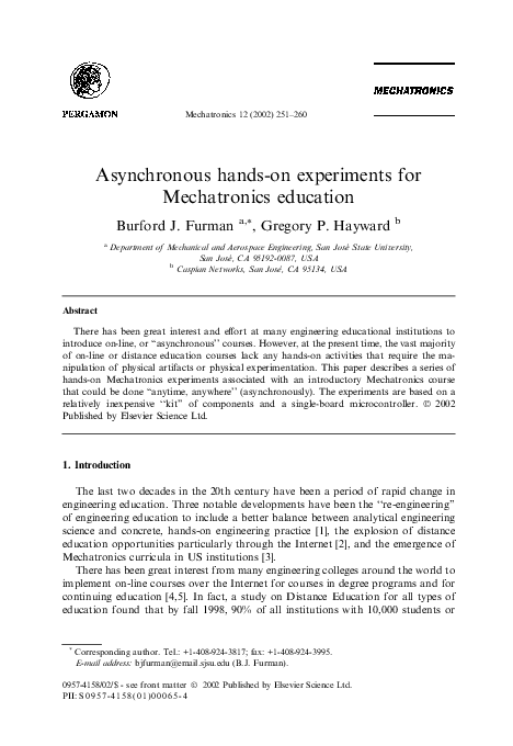 (PDF) Asynchronous hands-on experiments for Mechatronics education