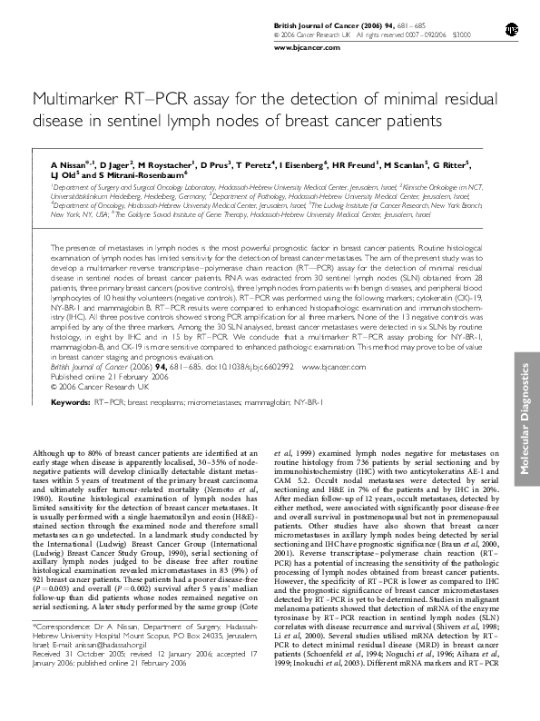 (PDF) Multimarker RT–PCR assay for the detection of minimal residual ...