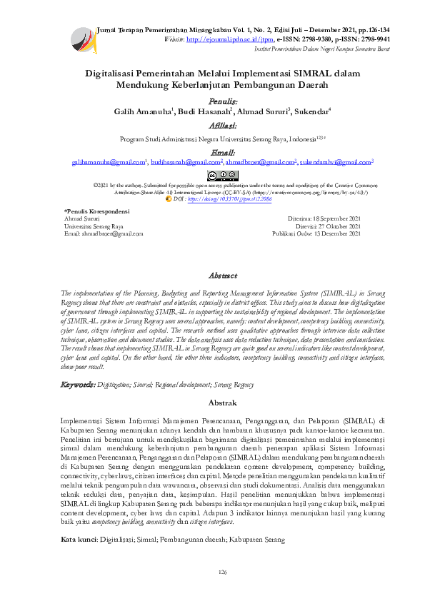 (PDF) Digitalisasi Pemerintahan Melalui Implementasi SIMRAL dalam ...