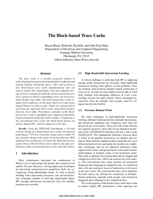 (PDF) The block-based trace cache