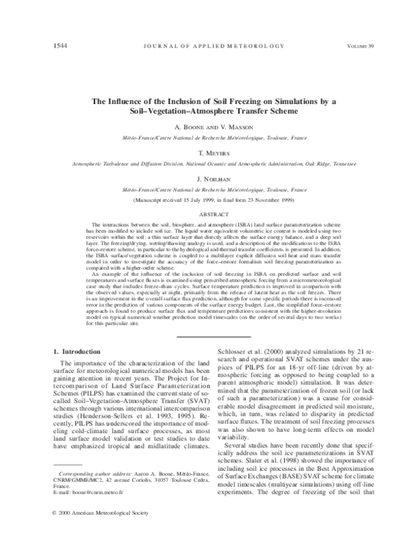 (PDF) The Influence of the Inclusion of Soil Freezing on Simulations by ...