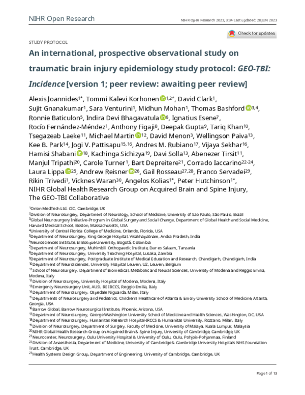 (PDF) An international, prospective observational study on traumatic ...