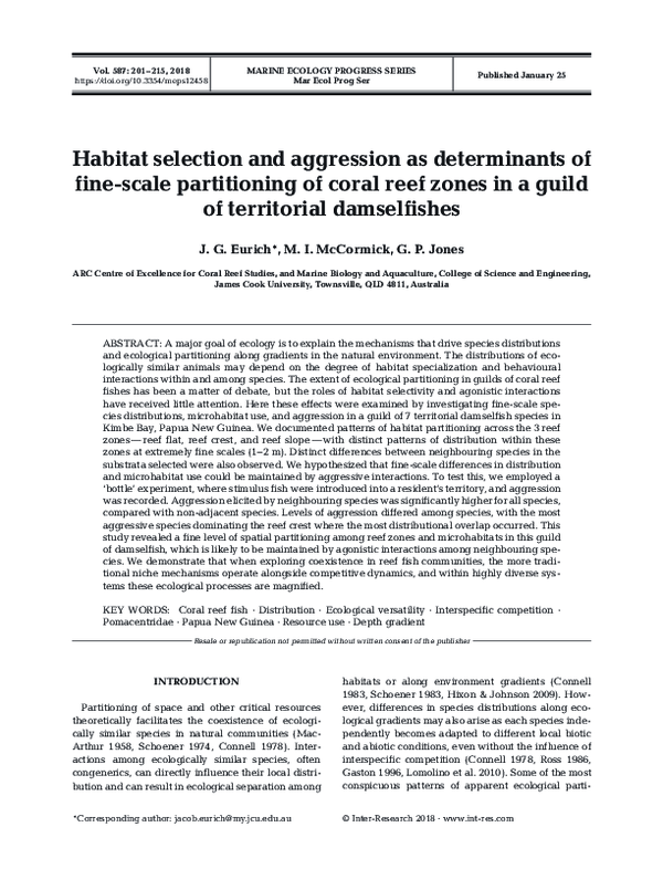 (PDF) Habitat selection and aggression as determinants of spatial ...