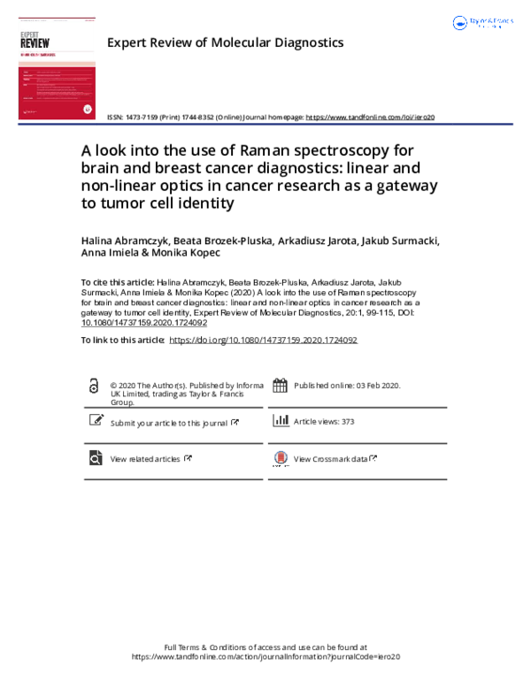 (PDF) A look into the use of Raman spectroscopy for brain and breast ...