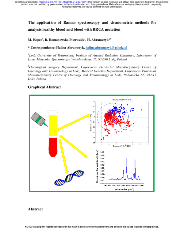 (PDF) The application of Raman spectroscopy and chemometric methods for analysis healthy blood ...