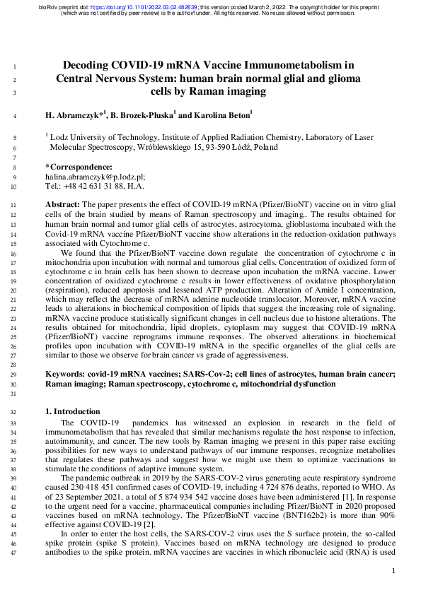 (PDF) Decoding COVID-19 mRNA Vaccine Immunometabolism in Central ...