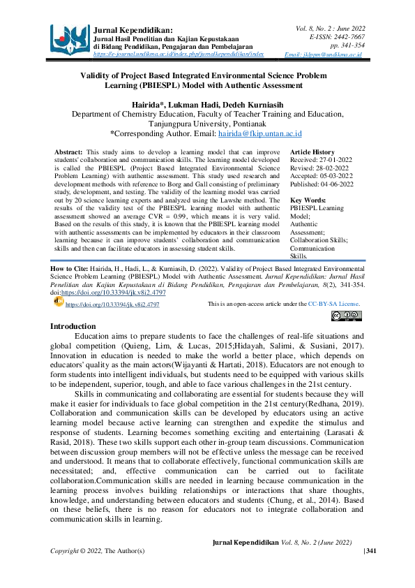 (PDF) Validity of Project Based Integrated Environmental Science ...