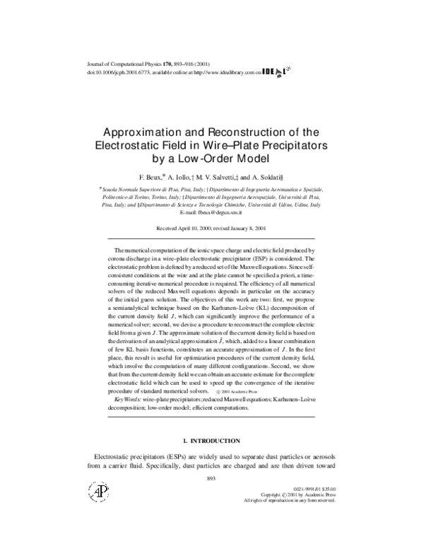 (PDF) Approximation and Reconstruction of the Electrostatic Field in ...