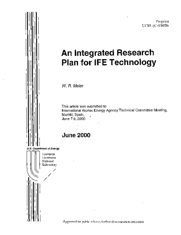 (PDF) An integrated research plan for IFE technology