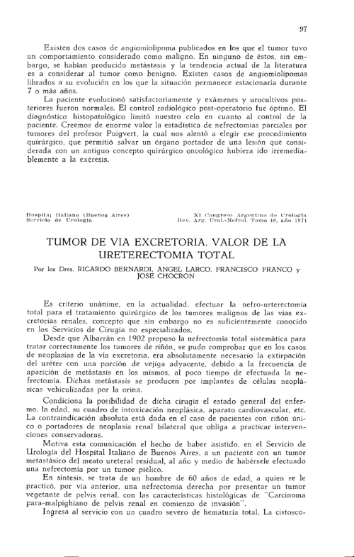 (PDF) Tumor de vía excretoria valor de la ureterectomía total