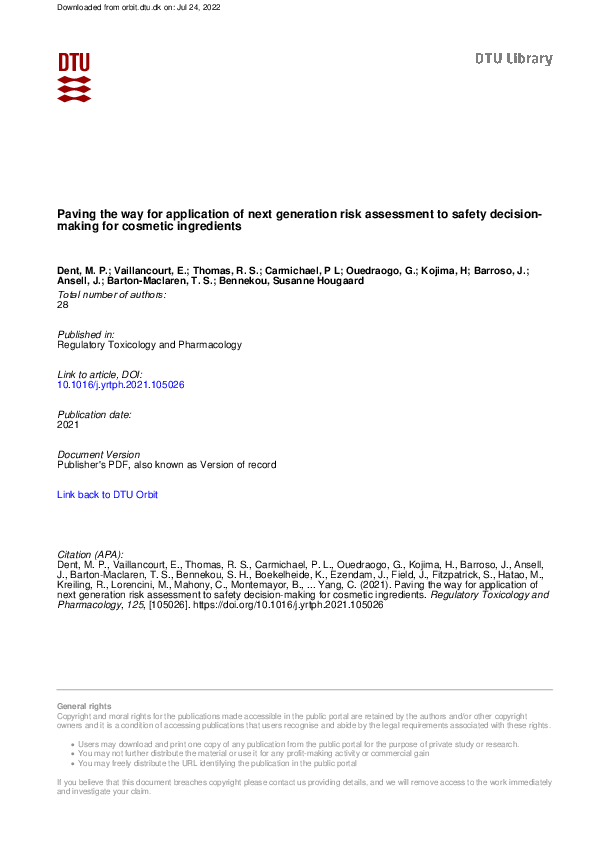 (PDF) Paving the way for application of next generation risk assessment ...