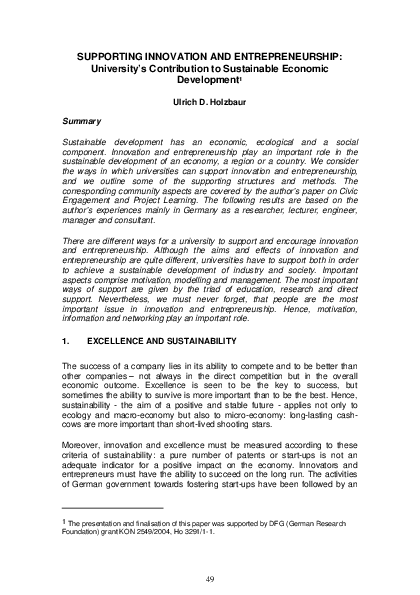 (PDF) Supporting innovation and entrepreneurship : university's ...