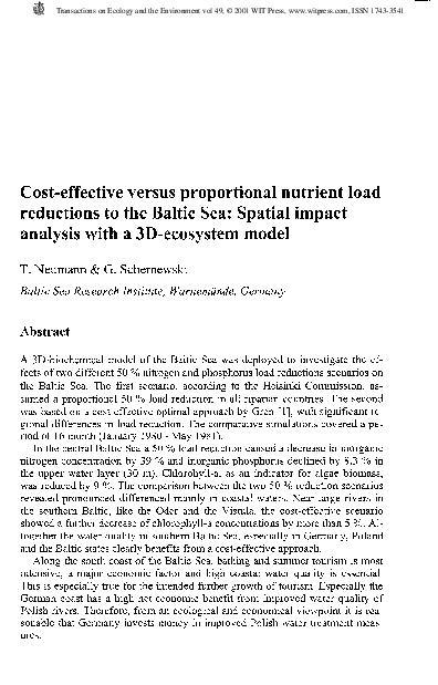 (PDF) Cost-effective Versus Proportional Nutrient Load Reductions To ...