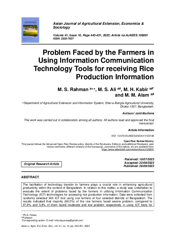 (PDF) Problem Faced by the Farmers in Using Information Communication ...