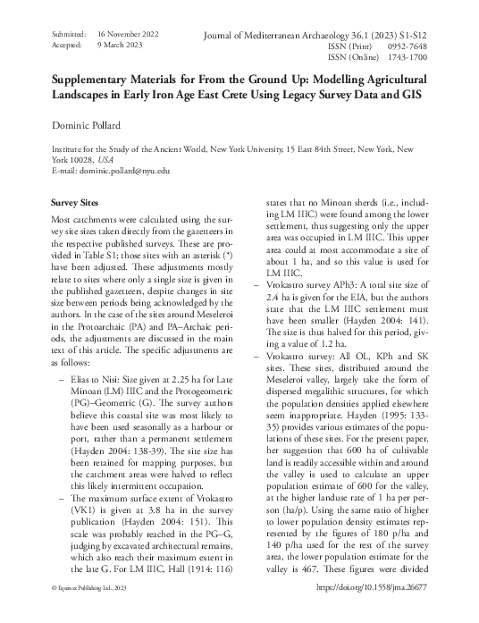 (PDF) Supplementary Materials for From the Ground Up: Modelling Agricultural Landscapes in Early ...