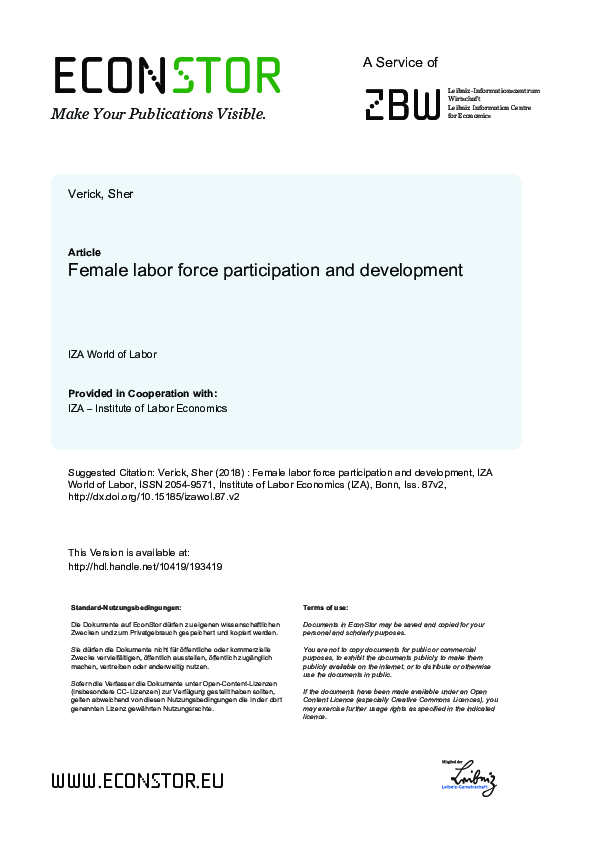 (PDF) Female labor force participation and development