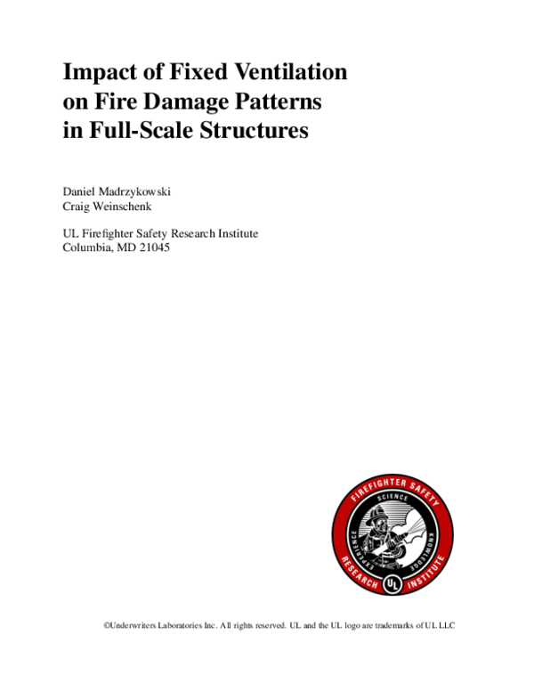 (PDF) Impact of Fixed Ventilation on Fire Damage Patterns in Full-Scale ...