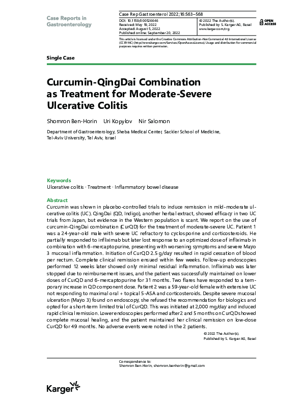 (PDF) Curcumin-QingDai Combination as Treatment for Moderate-Severe ...